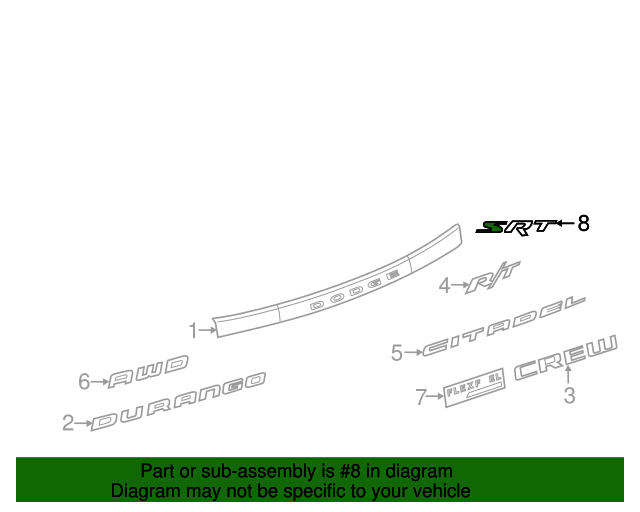 2018-2021 Dodge Durango Nameplate 68227674AB | TascaParts.com