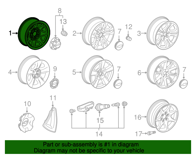 2018-2020 Chevrolet Wheel (Replaces Part Number 84128123) 84612179 GM ...