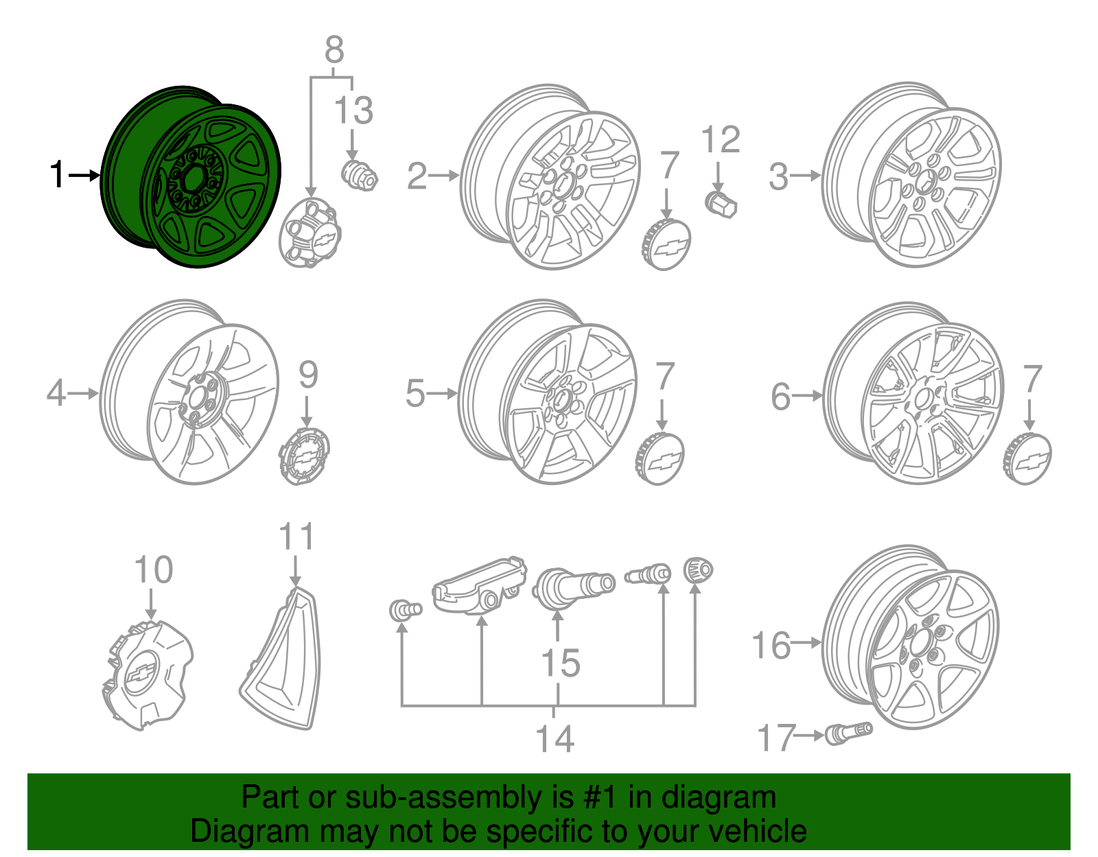 2018-2020 Chevrolet 22x9 Aluminum Wheel 84612180 GM | GMPartsDirect.com