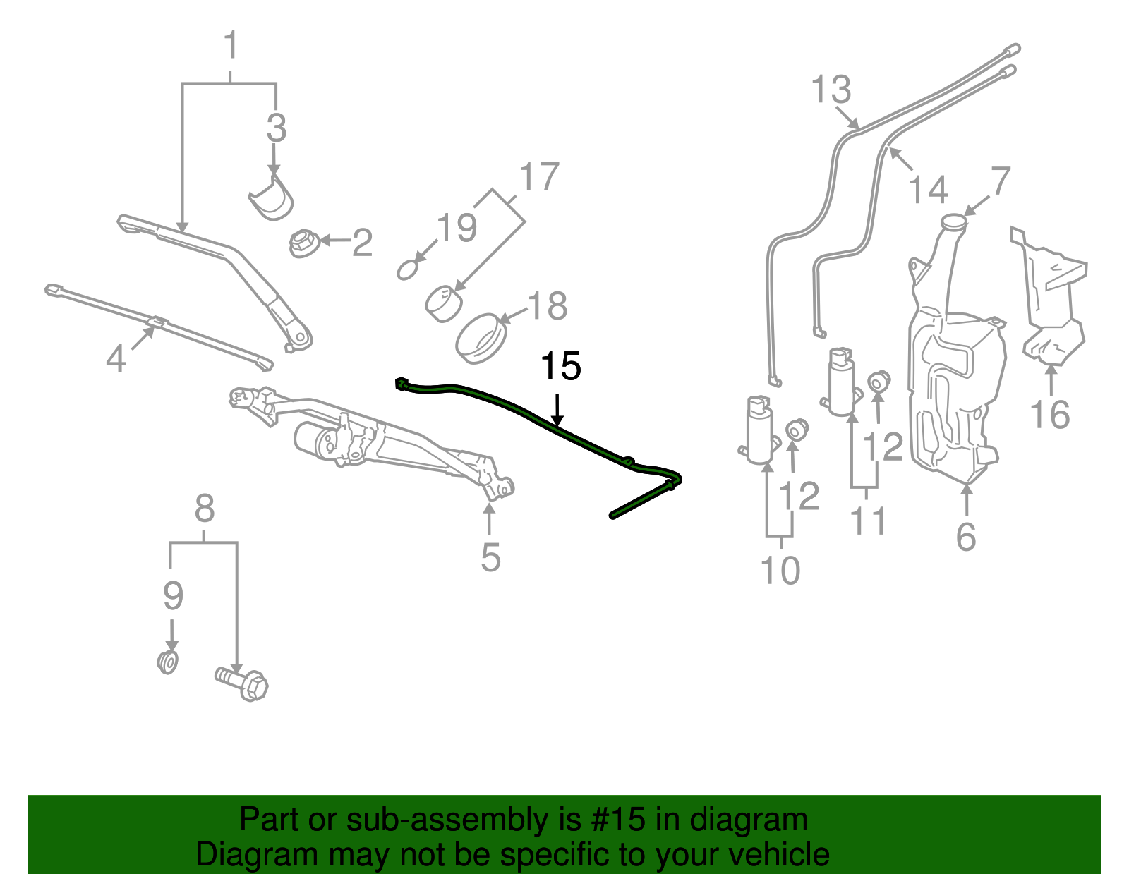 2007-2014 GM Windshield Washer Nozzle Hose 20908176 GM | GMPartsDirect.com