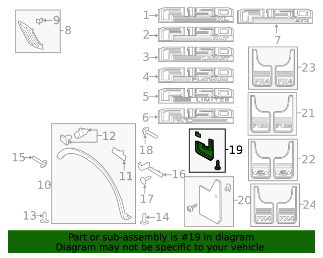 CL3Z-16A550-S - Splash Guards, Heavy Duty, Black - 2014-2021 Ford ...