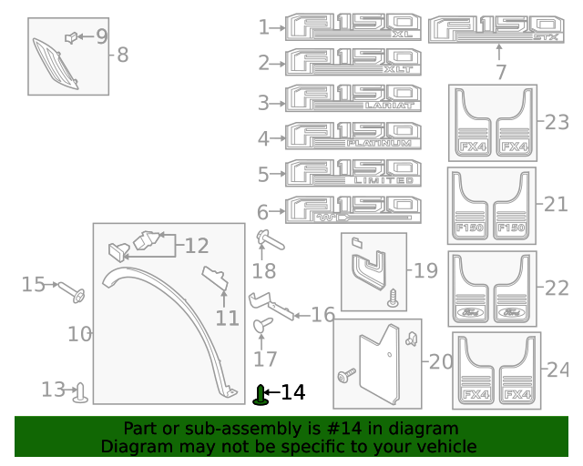 2015-2019 Ford F-150 Mud Shield FL3Z-16103-AA | TascaParts.com