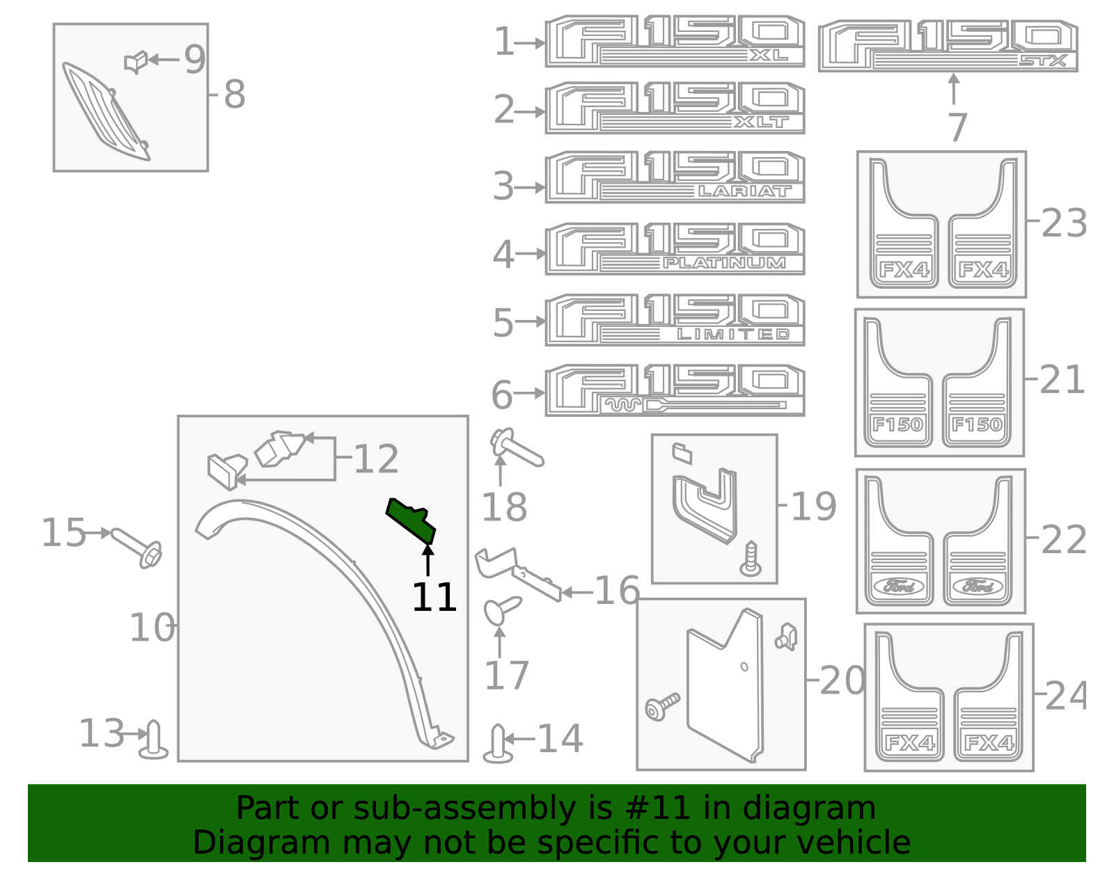 2010-2020 Ford F-150 Wheel Opening Molding Retainer Clip -W790216-S900 ...