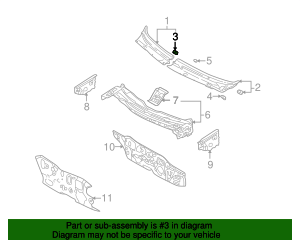 1998-2003 Mazda Cowl Grille Clip GA7B-50-797A | Mazda-Parts