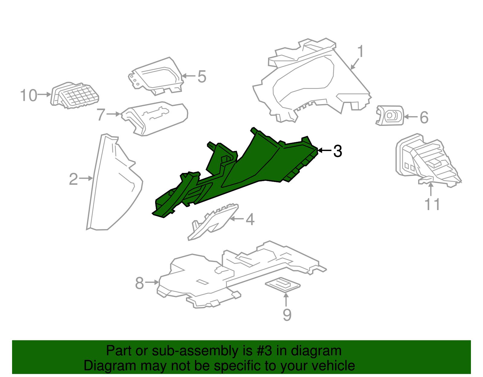 26215471 - Jet Black Instrument Panel Lower Trim Panel 2018-2019 Buick ...