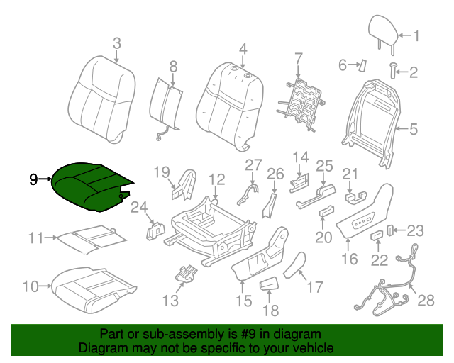 87370-6FU1A - Cushion Cover 2018-2020 Nissan Rogue | Nissan Parts ...
