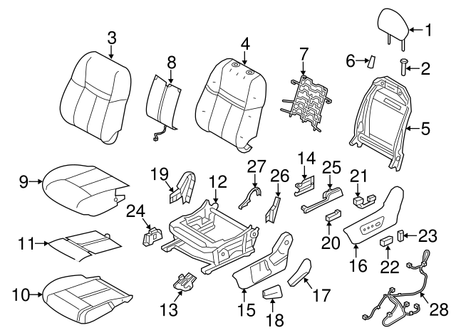 87380-4BA3A | Nissan Finisher-Cushion Front Seat Outer Lh - Genuine OEM ...