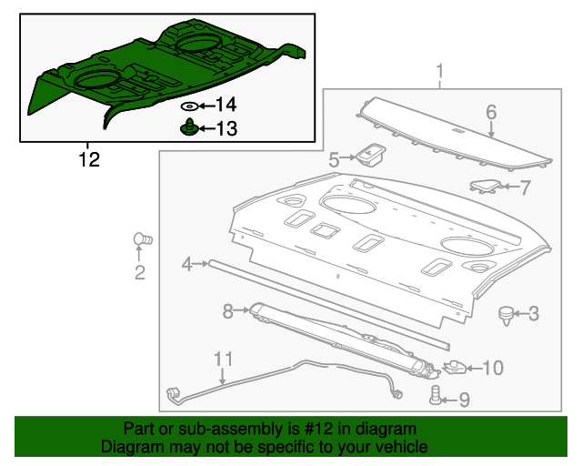 2014-2019 Cadillac CTS Black Diamond Rear Compartment Rear Window Lower ...