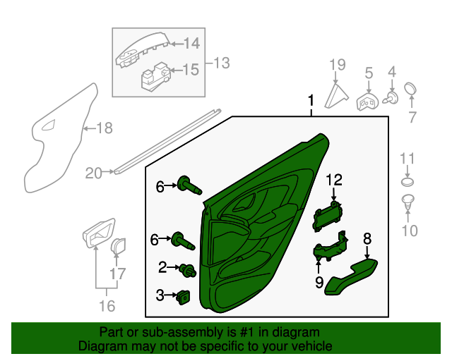 83307-2S120-9P - Door Interior Trim Panel 2010-2011 Hyundai Tucson ...