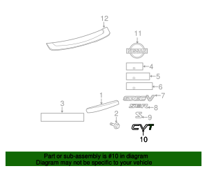 2009-2012 Nissan Sentra Nameplate 84896-JG01A | Parts for Nissans