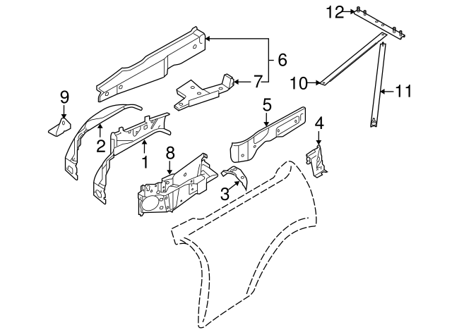 2005-2008 Mini Cooper Rear right wheelhouse 41-14-7-144-512 ...