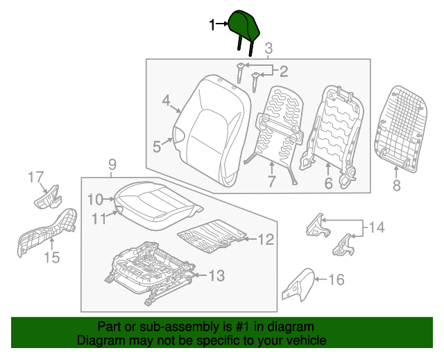 88700-1W010BBW - Headrest 2012-2014 Kia Rio | Kia.Parts Store