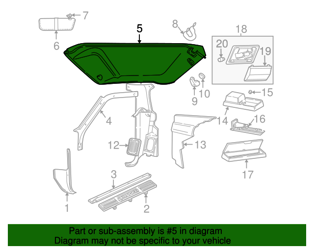 2004-2008 Ford Ranger Headliner 7L5Z-1051944-AB | QuirkParts