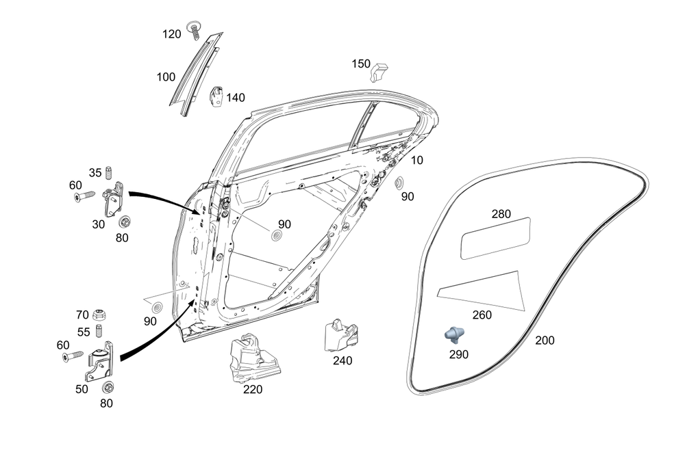 205730020564 - Rear Door Mercedes-Benz USA Parts