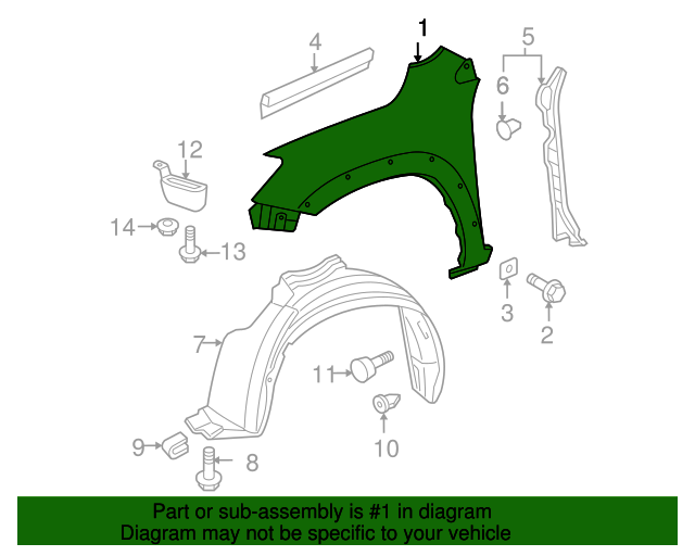 2006-2012 Toyota RAV4 Fender 53802-0R040 | Toyota Parts Center