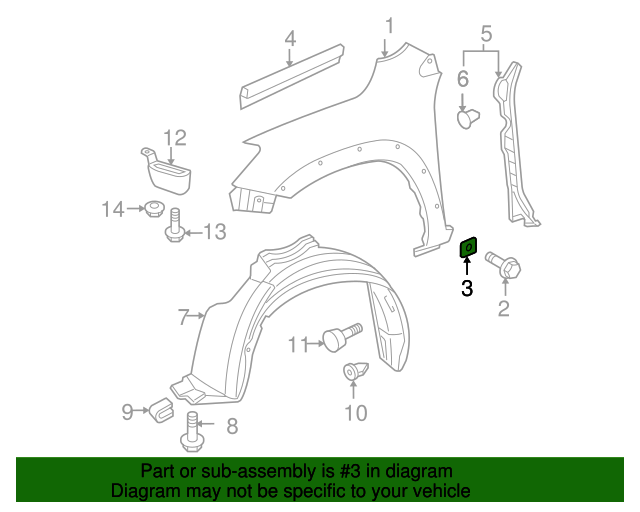 1993-2022 Toyota Fender Seal 53882-16030 | Toyota Parts Center