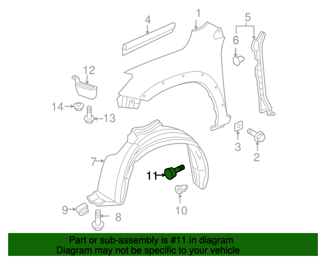 1996-2018 Toyota Fender Liner Grommet 90189-06114 | Toyota Parts Express