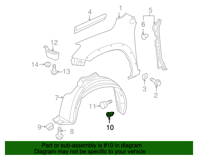 2006-2024 Toyota Retainer, Front Fender Liner 53879-0R010 | Toyota ...