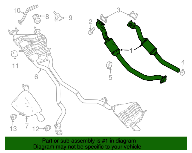 2013-2019 Mopar Catalytic Converter - Passenger Side (RH) 68110125AE ...