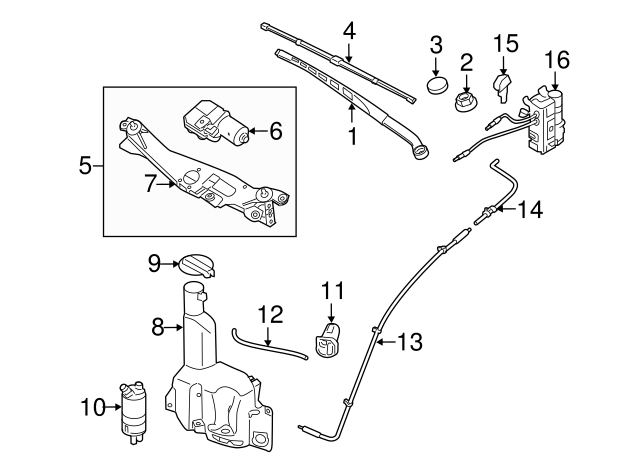 2009-2014 Hyundai Genesis Wiper Transmission 98100-3M000 | QuirkParts
