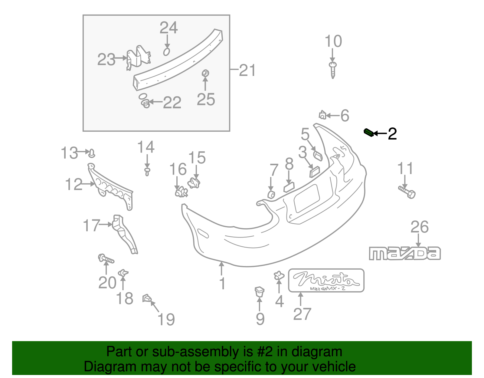 NC10-50-2G1C - Bumper Cover Seal 1999-2005 Mazda Miata | Florida Mazda ...