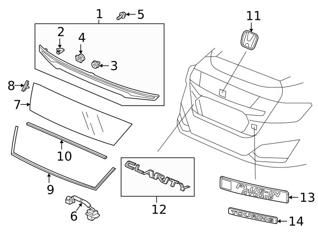 OEM 2018-2021 Honda Clarity Glass Panel 73711-TRT-A01 | Honda ...