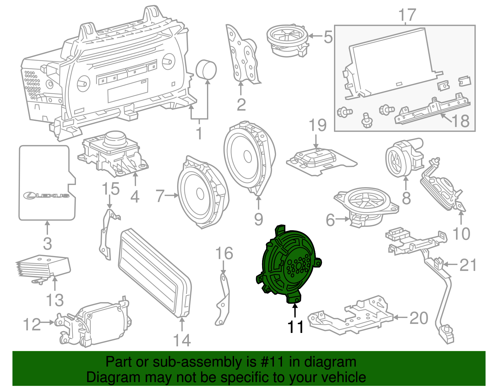 86150-0W260 - Speaker 2015-2021 Lexus | AutoNation Parts