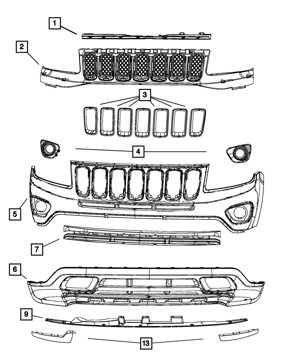 68109868AA - Lower Fascia Panel 2011-2017 Jeep Compass | Mopar Factory ...