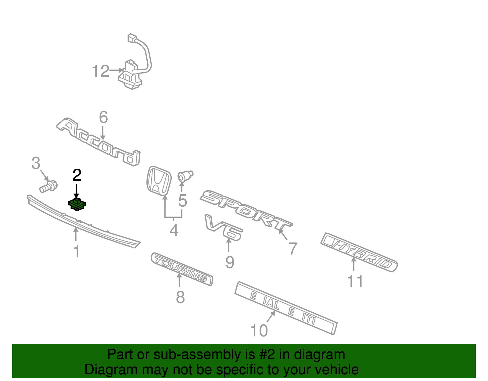 91512-T2A-003 - Finish Molding Clip 2013-2017 Honda Accord | Honda ...