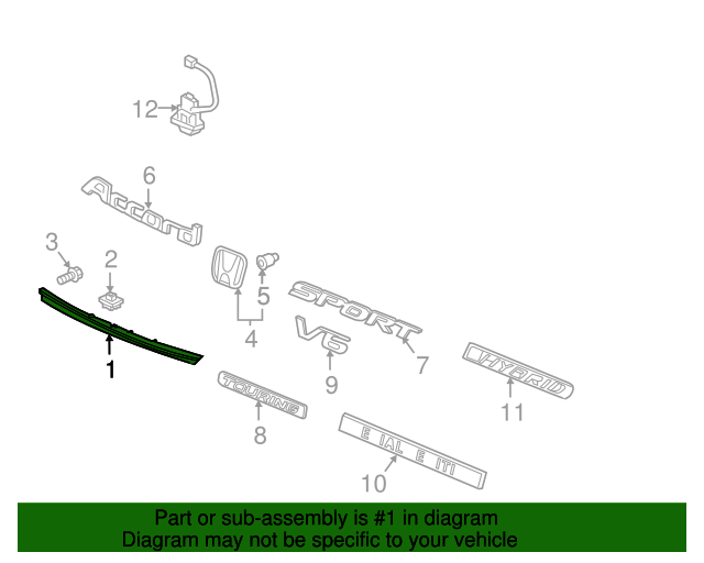 74890-T2F-A31 - Garnish Assembly, Rear License - 2013-2015 Honda Accord ...