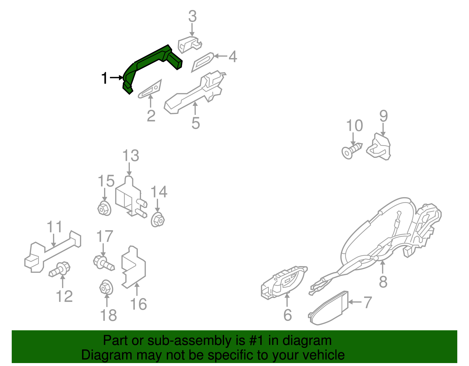 2009-2025 Nissan Handle, Outside 82640-9N00A | My Nissan Part