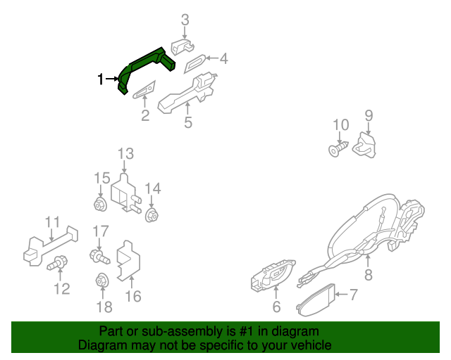 82640-9N00A - Handle, Outside 2009-2024 Nissan | Nissan Parts ...