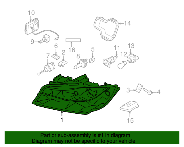 Genuine BMW 63-11-7-161-666 | Bi-Xenon Headlamp Assembly - Right (ZKW ...