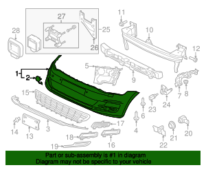 2015-2017 Volkswagen Bumper Cover (Unpainted) 5gm807217hgru | VW Parts ...