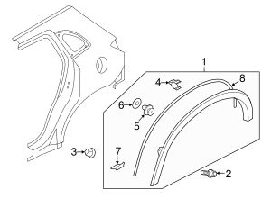 2003-2024 Mitsubishi Wheel Opening Molding Clip MR480469 | Mitsubishi ...
