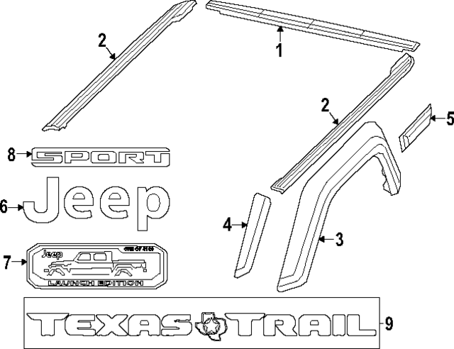 68343418AA - Bed Side Cladding Right - 2020 Jeep Gladiator | Mopar ...