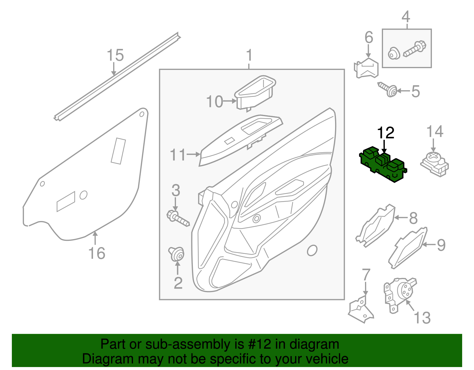 93570-1W157 - Window Switch 2015-2017 Kia Rio | Kia.Parts Store