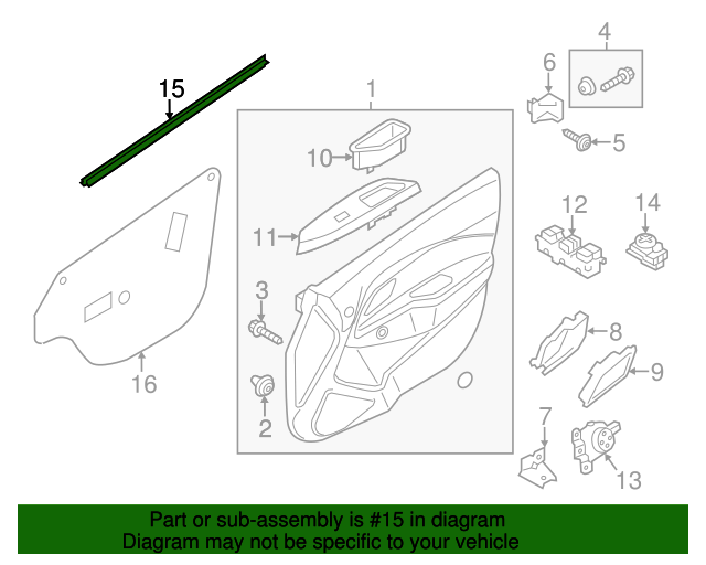 82231-1W000 - Belt Weather-Strip 2012-2017 Kia Rio | Kia.Parts Store