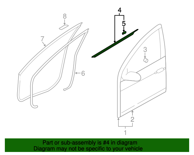 2009-2012 Hyundai Elantra Belt Weather-Strip 82210-2L000 | OEM Parts Online