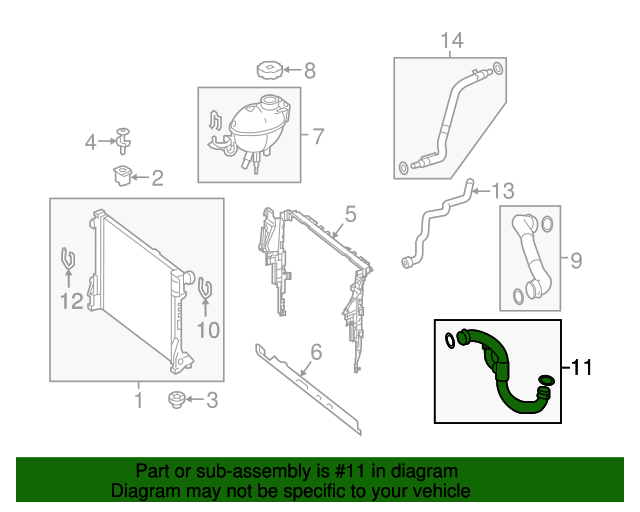 212-501-26-84 - Radiator Hose 2015-2017 Mercedes-Benz | Mercedes-Benz ...
