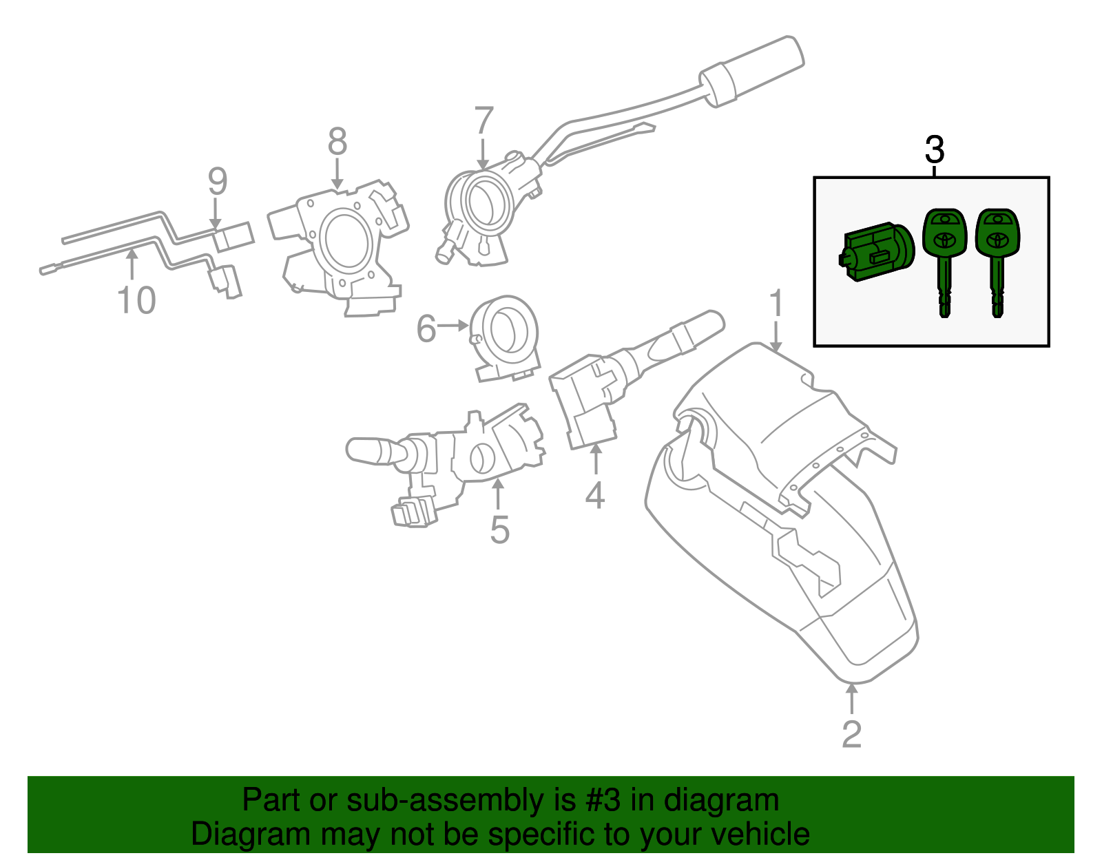 2016-2023 Toyota Ignition Lock Cylinder 69057-04090 | OEM Parts Online