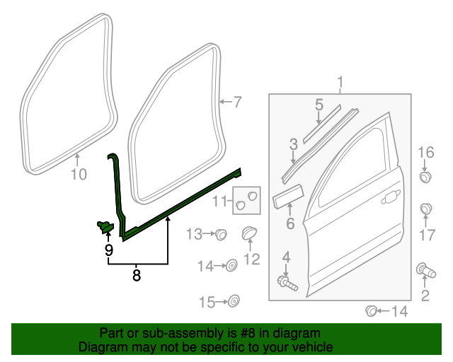 4H0-837-718-B - Door Weather-Strip 2011-2018 Audi | Audi OEM Parts
