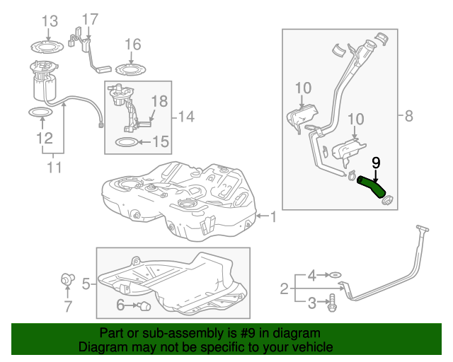 2013-2019 Cadillac XTS Fuel Tank Filler Hose 22802428 GM ...