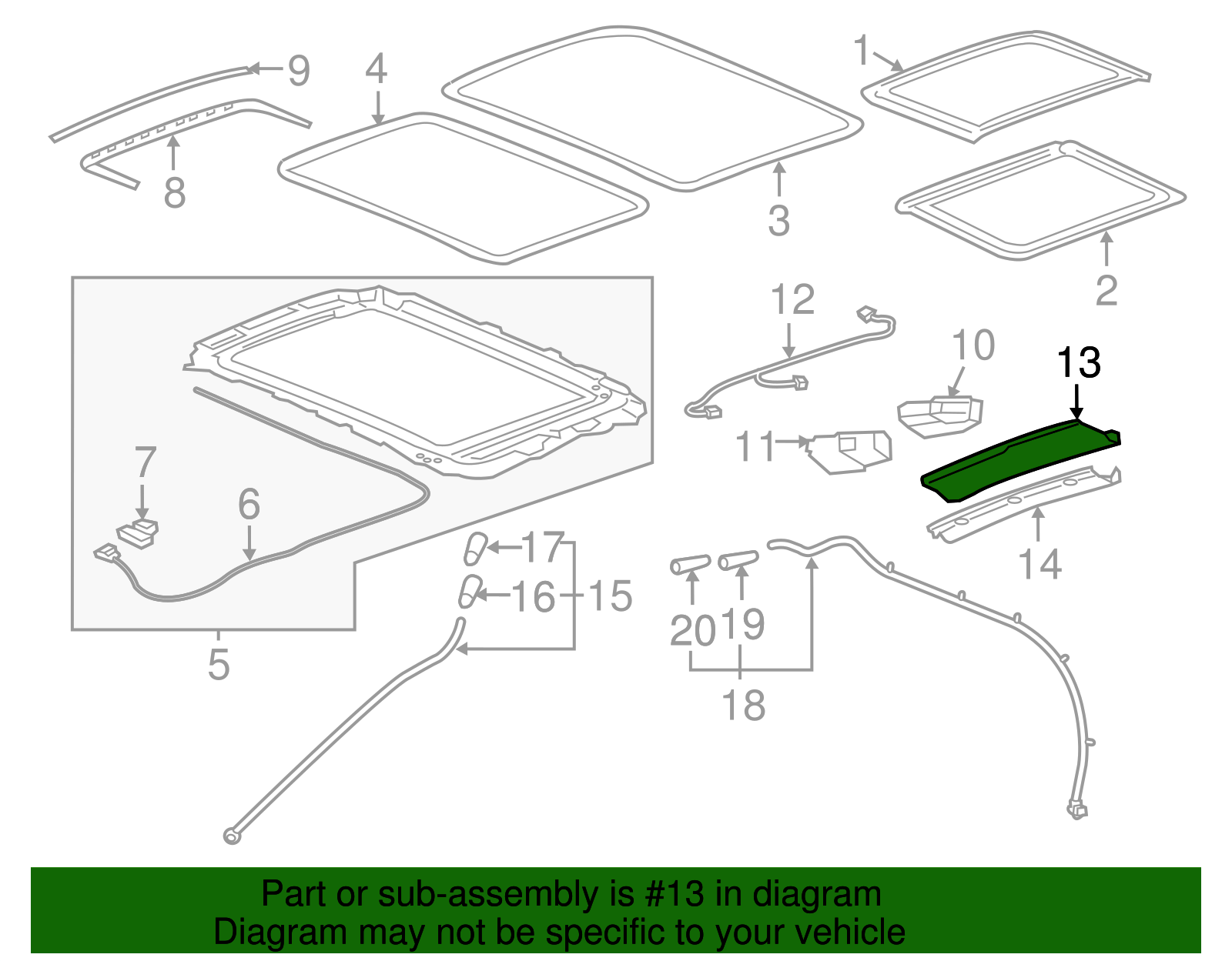 2017-2025 Cadillac Jet Black Sunroof Sunshade 84124539 GM ...