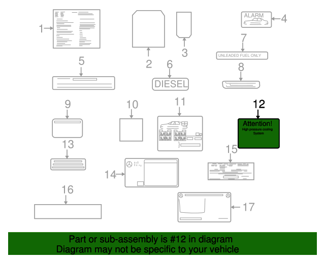 1990-2015 Mercedes-Benz Label 210-584-07-21 | MB OEM Parts