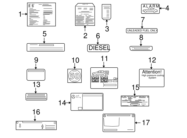 140-584-89-17 - Label 1997-2003 Mercedes-Benz | Mercedes-Benz USA Parts