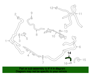 2018-2023 Volkswagen Coolant Hose 3QF-121-157-E | VW Direct Parts
