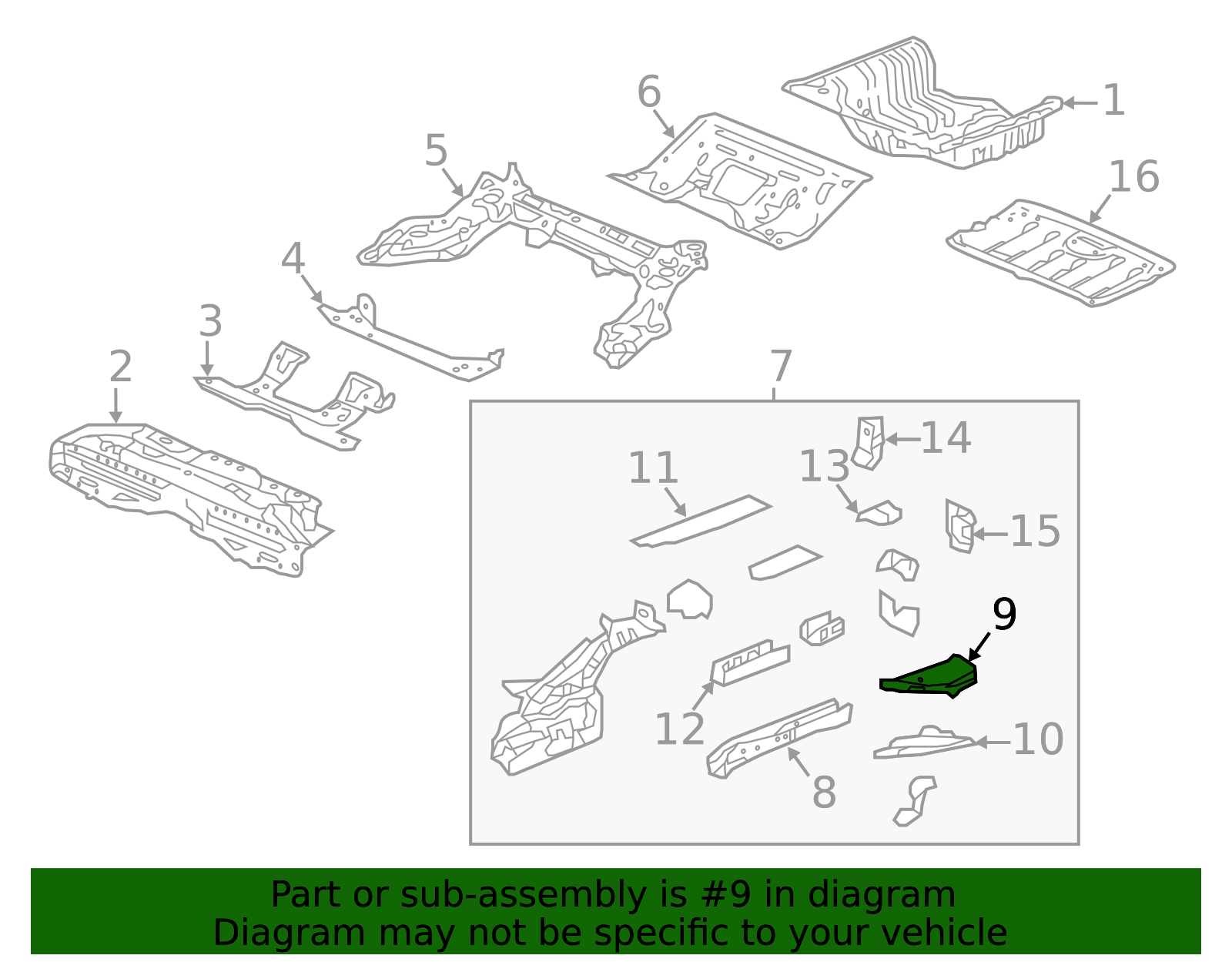 65615-TGG-A00ZZ - 2017-2021 Honda Civic - Stiffener B R Rear Floor Side ...
