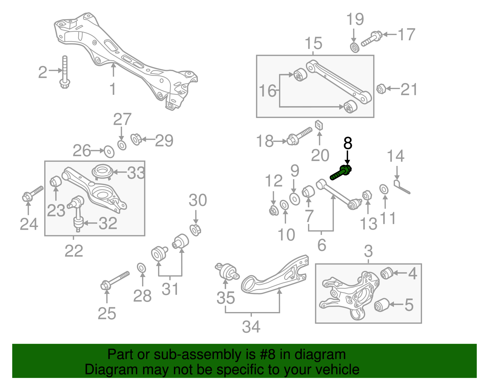 Genuine Lateral Arm Bolt for 2010-2015 Hyundai | Part# 54640-3R000 ...