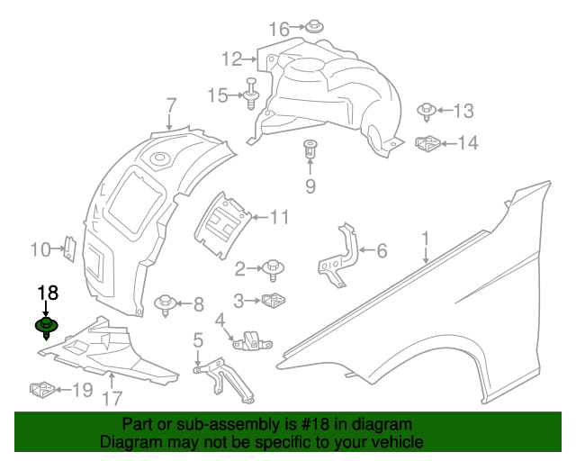 7149126886 - 2008-2022 BMW Ft Fender Liner Bolt (07-14-9-126-886) | BMW ...